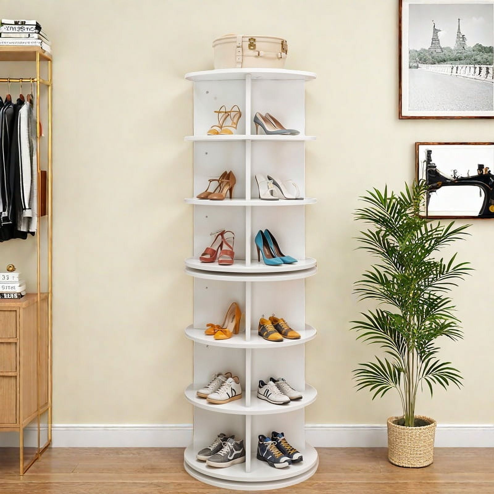 Uforic 6 Tier Rotating Shoe Rack Tower, 360° Spinning Shoe Display Lazy ...