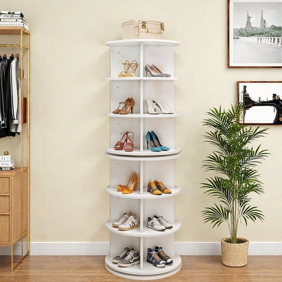 Uforic 6 Tier Rotating Shoe Rack Tower, 360° Spinning Shoe Display Lazy ...