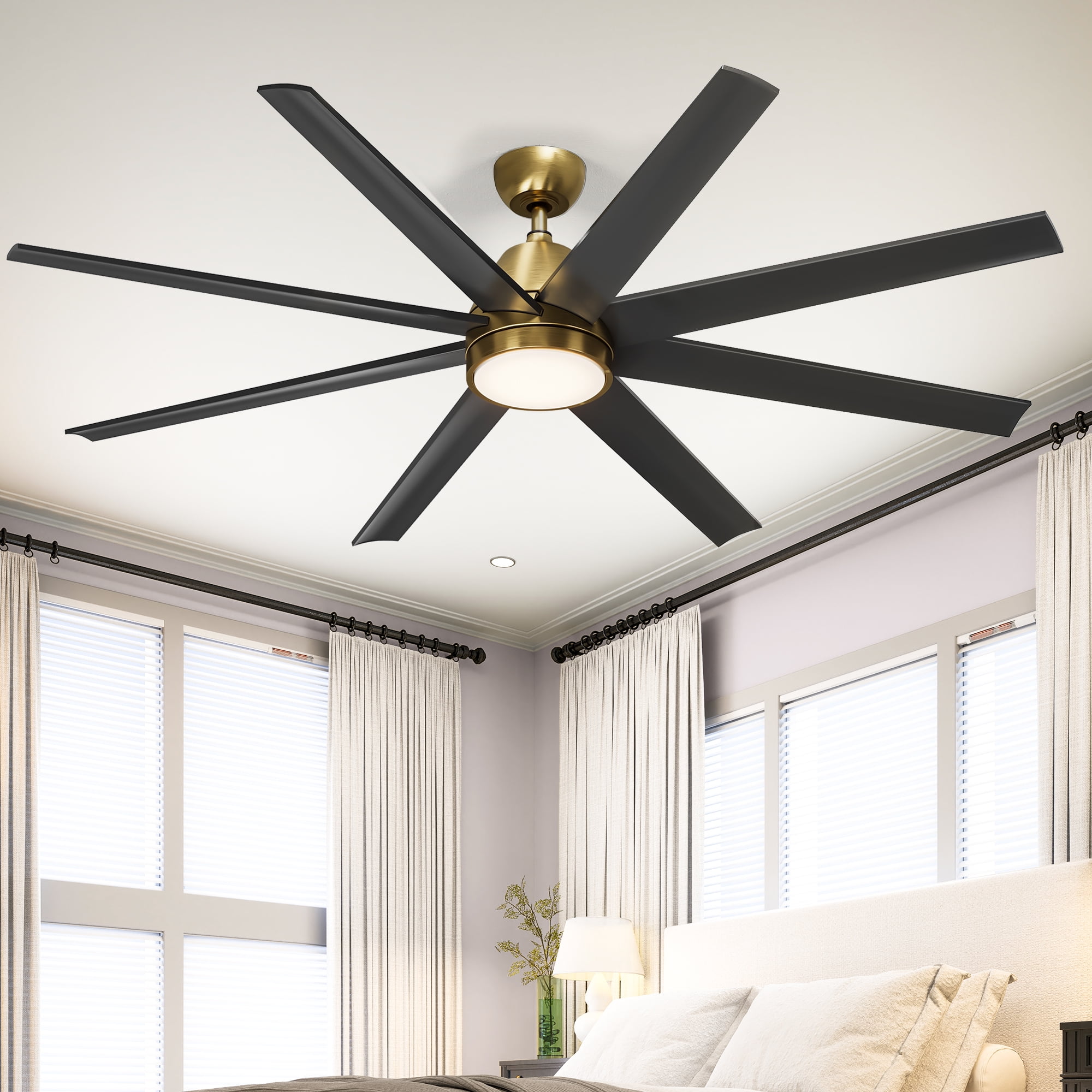 Uforic 65 Modern Ceiling Fan with Light Quiet Reversible Motor 6-Speed ...