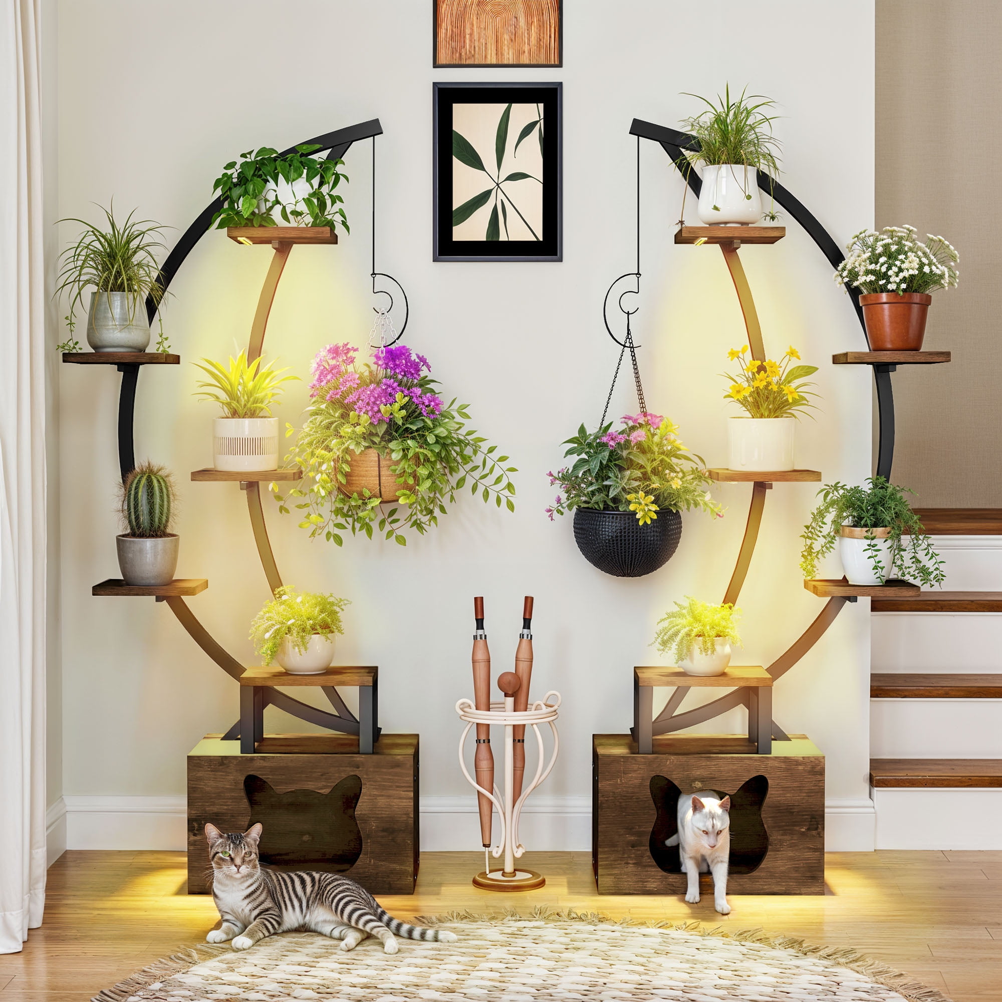 Uforic 65" Plant Stands Indoors with Grow Lights, Half Moon Metal ...