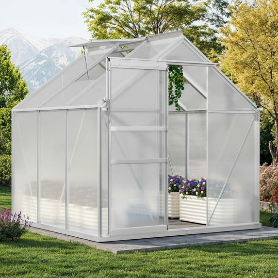 Uforic 6x6FT Polycarbonate Greenhouse Heavy Duty Green Houses Outdoor ...