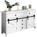 Uforic 7 Drawer Dressers For Bedroom White With 2 Sliding Barn Doors ...