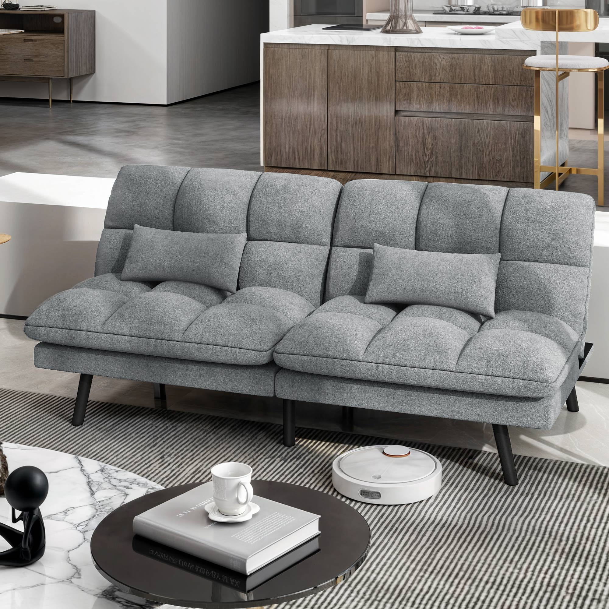 Uforic 70" Deep Futon Convertible Sofa Bed with Adjustable Backrest ...