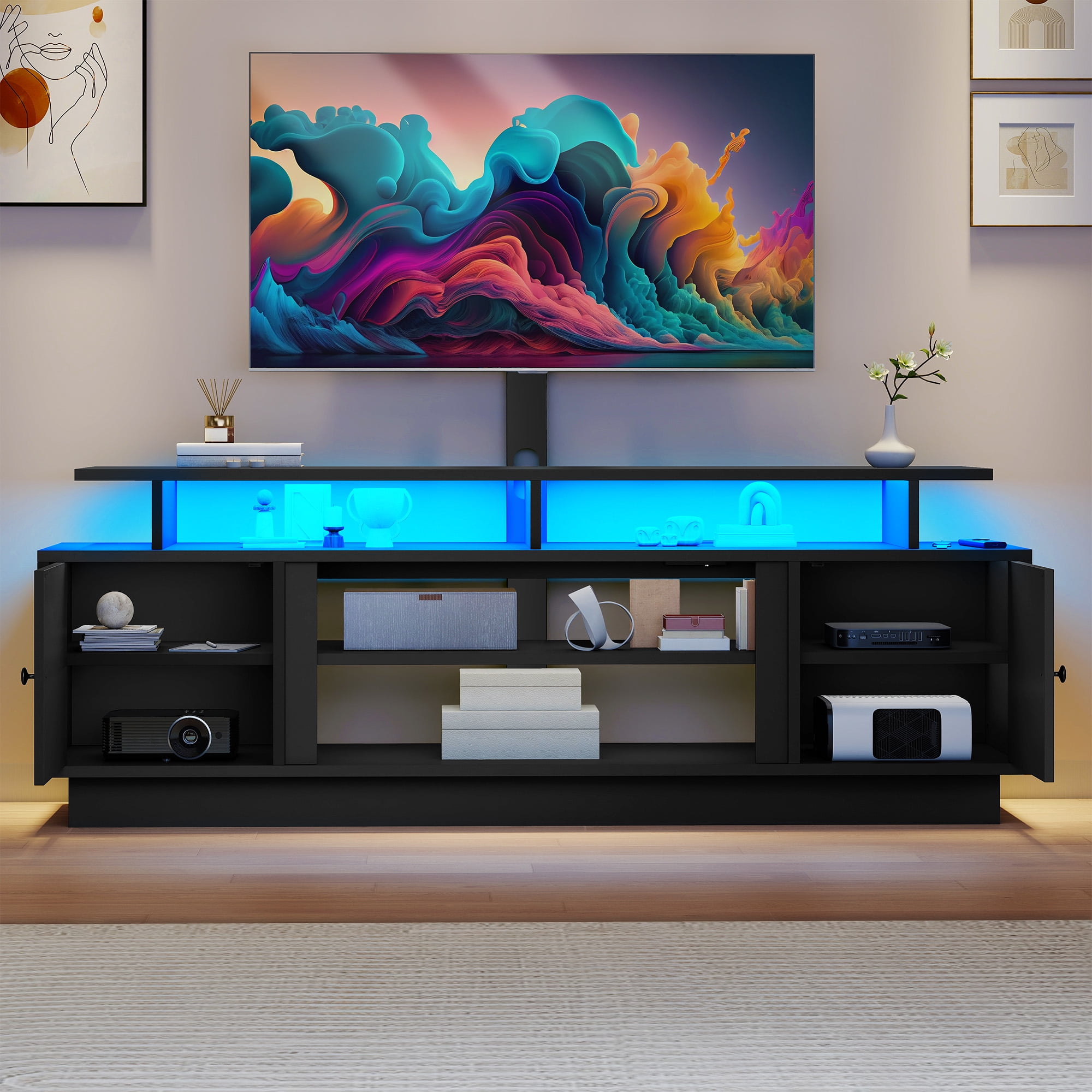 Uforic 70" TV Stand with Mount for 75''/80'' TV, Entertainment Center w ...