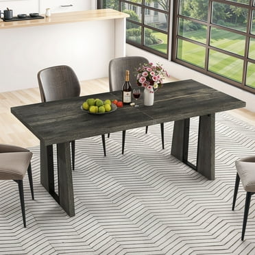 Dextrus Dining Table for 6-8, 71" Rectangular Wood Farmhouse Kitchen ...