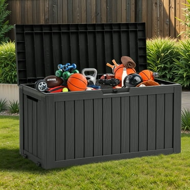 **80 gallon waterproof deck box patio furniture storage box with ...