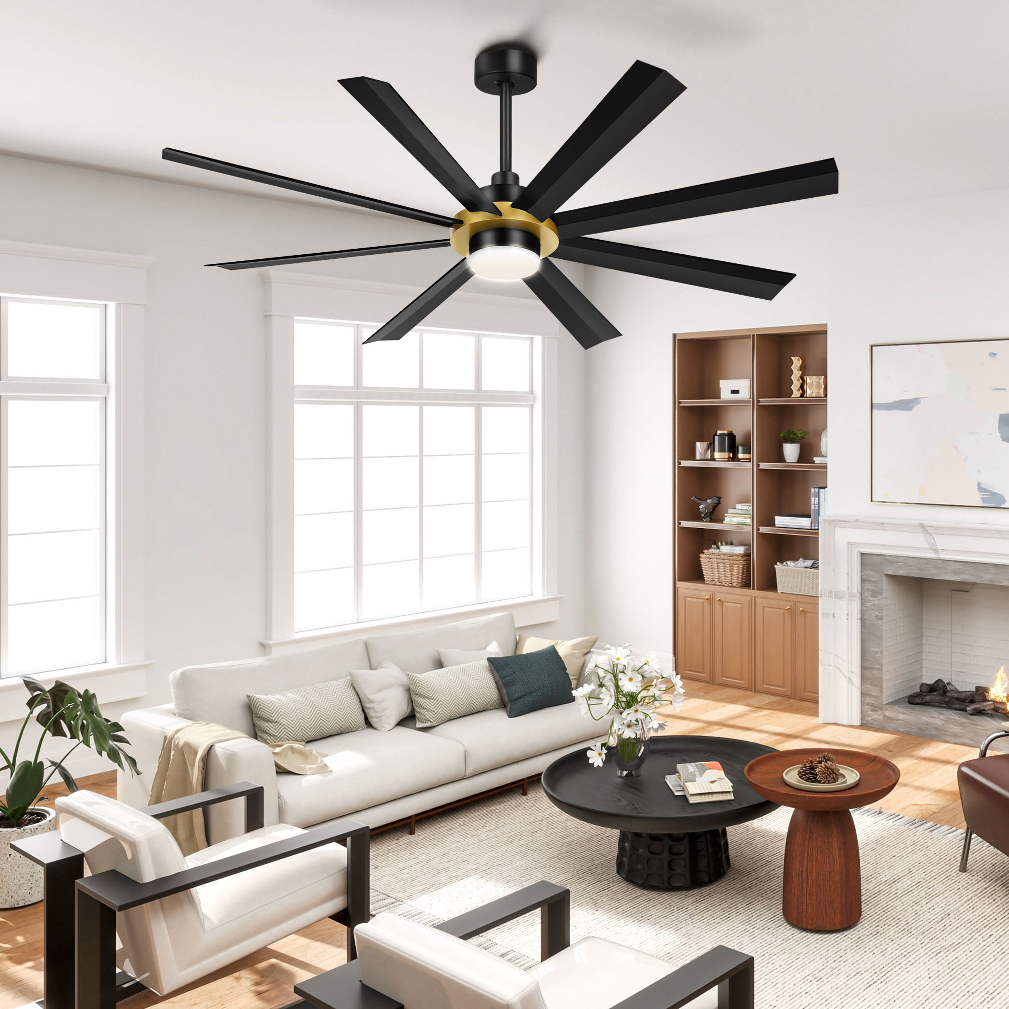 Uforic 72 Inch Ceiling Fan - Black Gold Design - Remote Control ...