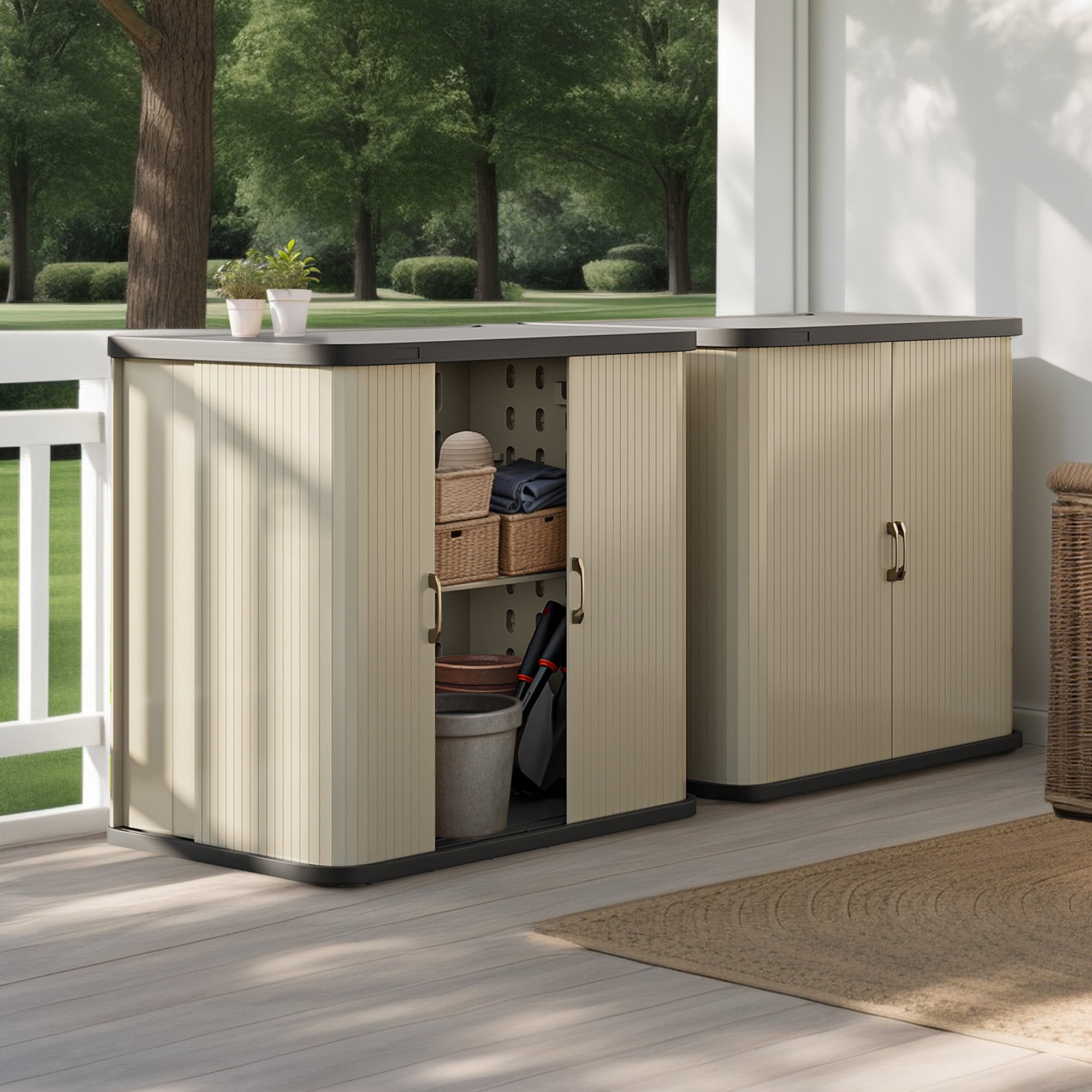 Uforic 73 Gal Large Weatherproof Outdoor Storage Cabinet, Dual-Wall ...