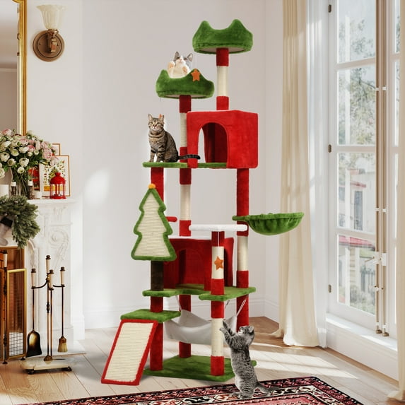 Uforic 75" Multi Level Christmas Cat Tree with Hammock, Sisal ...