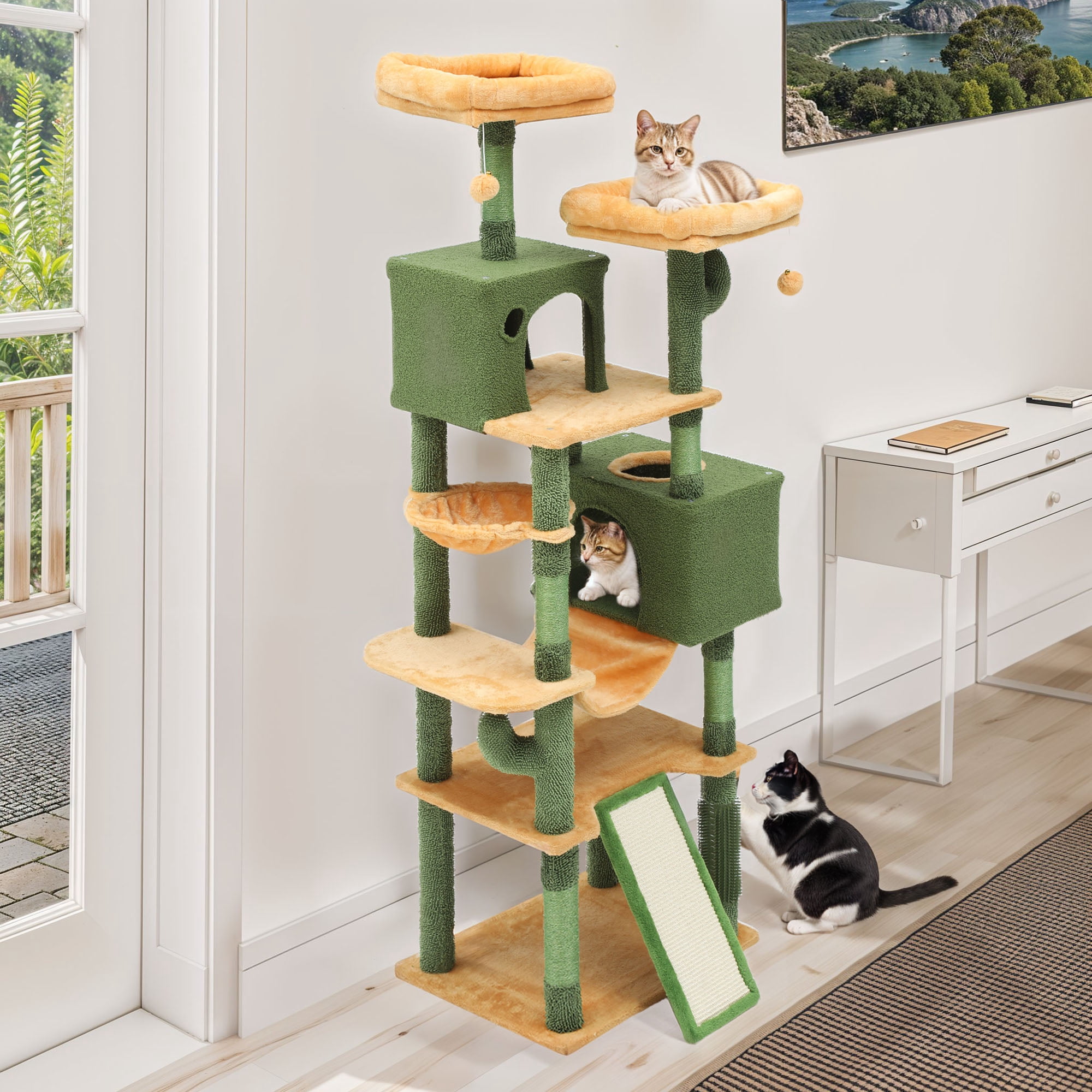 Uforic Large 76" Cactus Cat Tree Tower with Sisal Scratching Posts ...