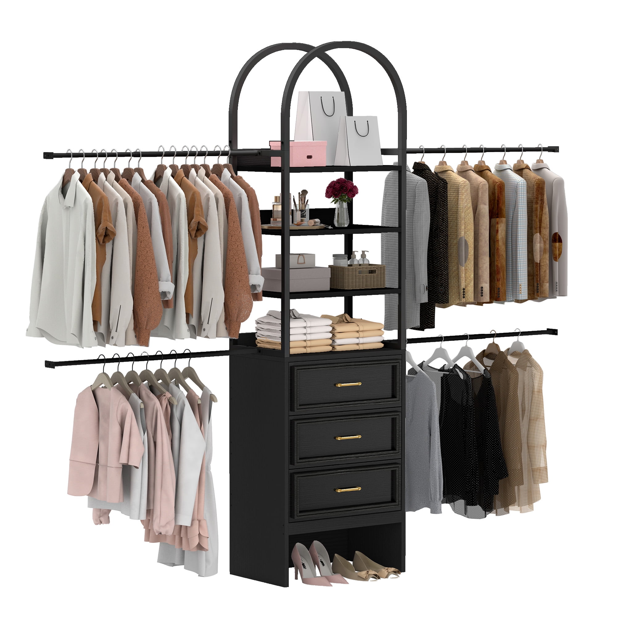 Uforic 7FT Closet System with 3 Drawers, Walk In Clothes Organizer ...