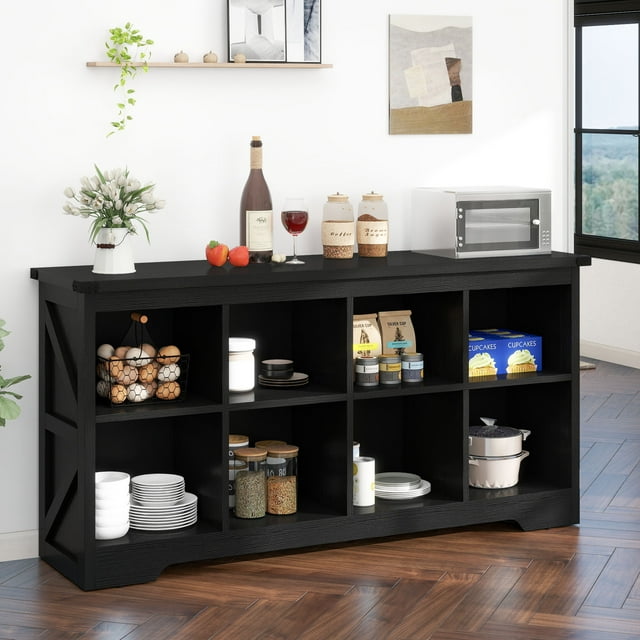 Uforic 8 Cube Organizer Bookcase, Farmhouse Cubby Bookshelf ...