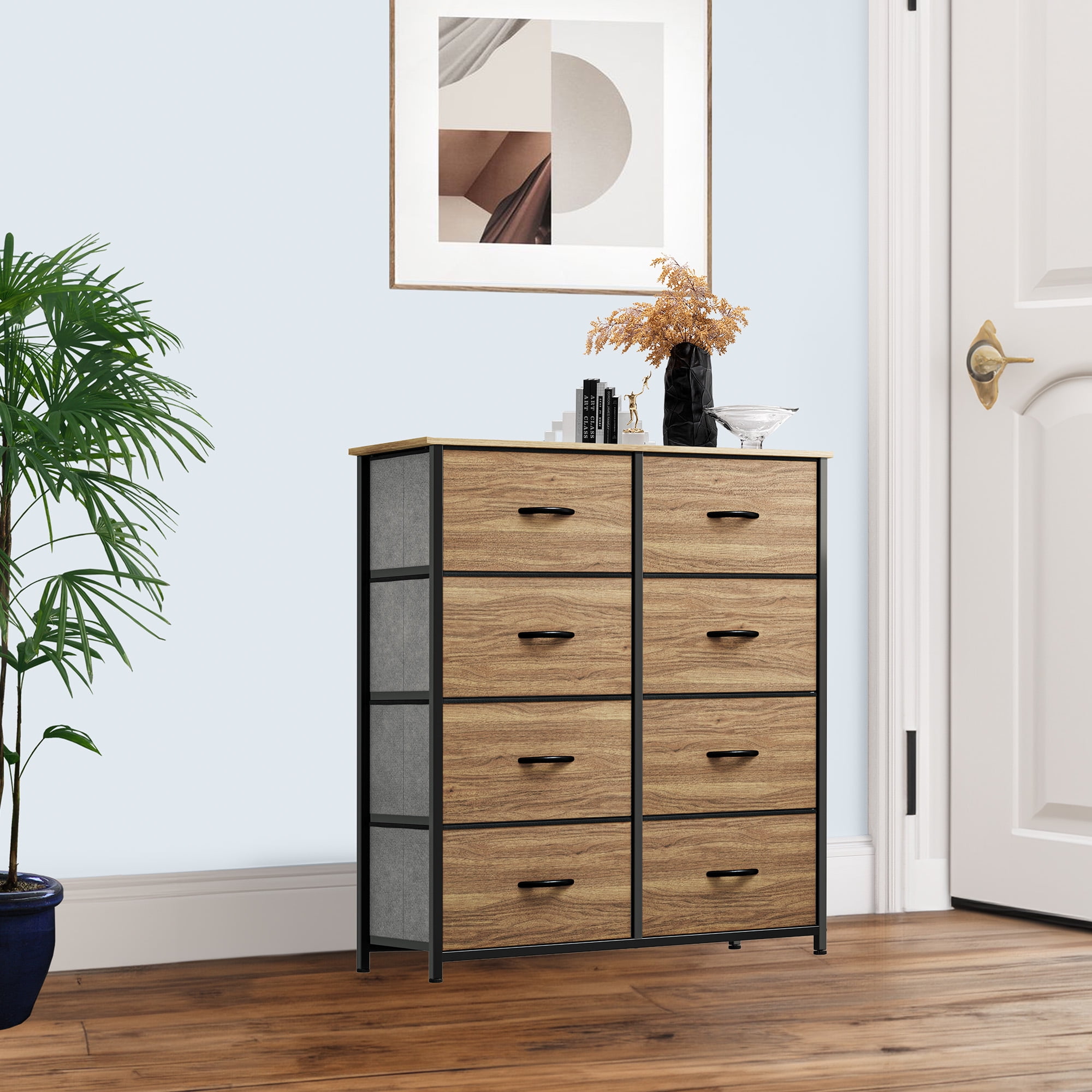 Uforic 8 Drawer Dresser Chest - Burlywood Grain Fabric - Walmart.com