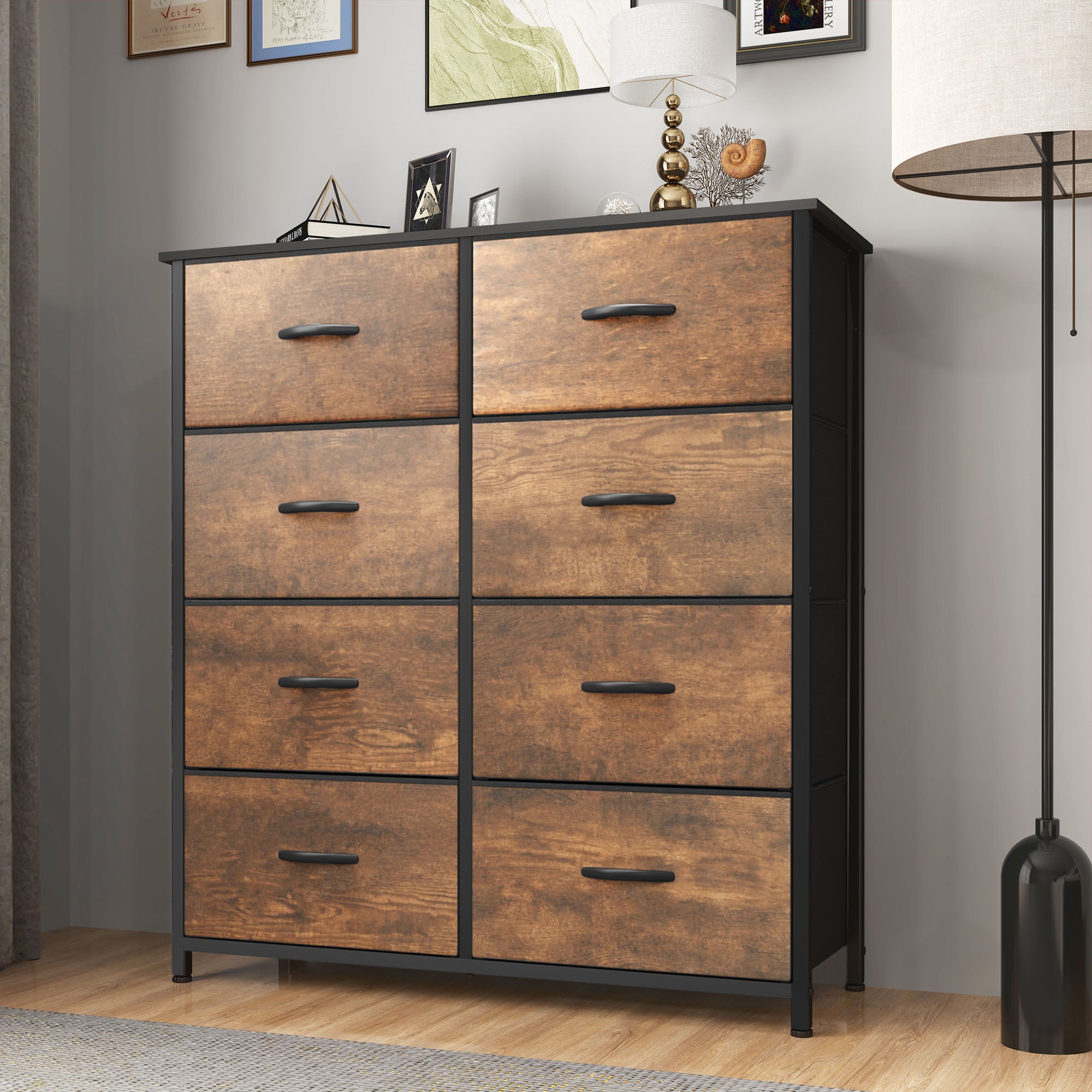 Uforic 8 Drawer Dresser with Wooden Top & Steel Frame, Fabric storage ...