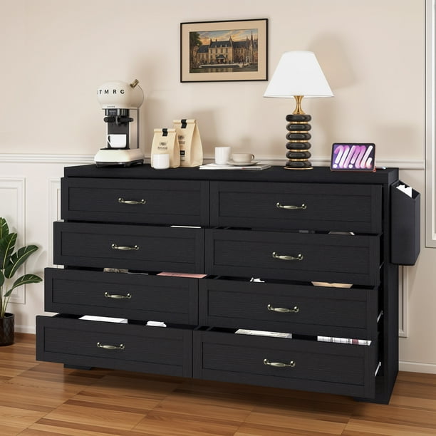 Uforic 8-Drawer Horizontal Dresser with Power Outlets, Wood Chest of ...