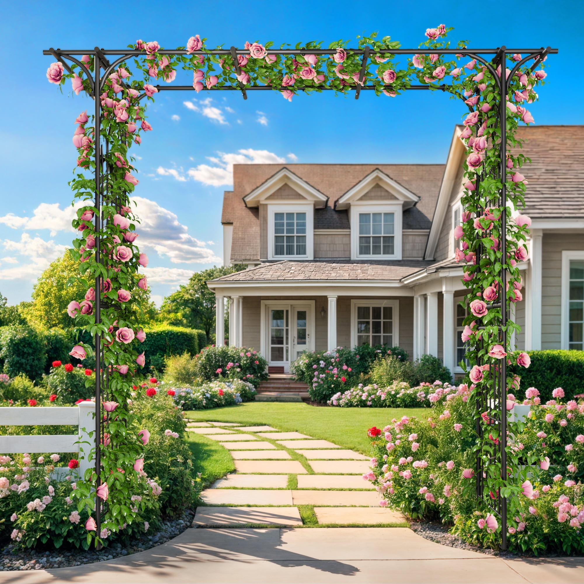 Uforic 81" H Garden Arch Trellis, Metal Garden Arbor for Climbing ...