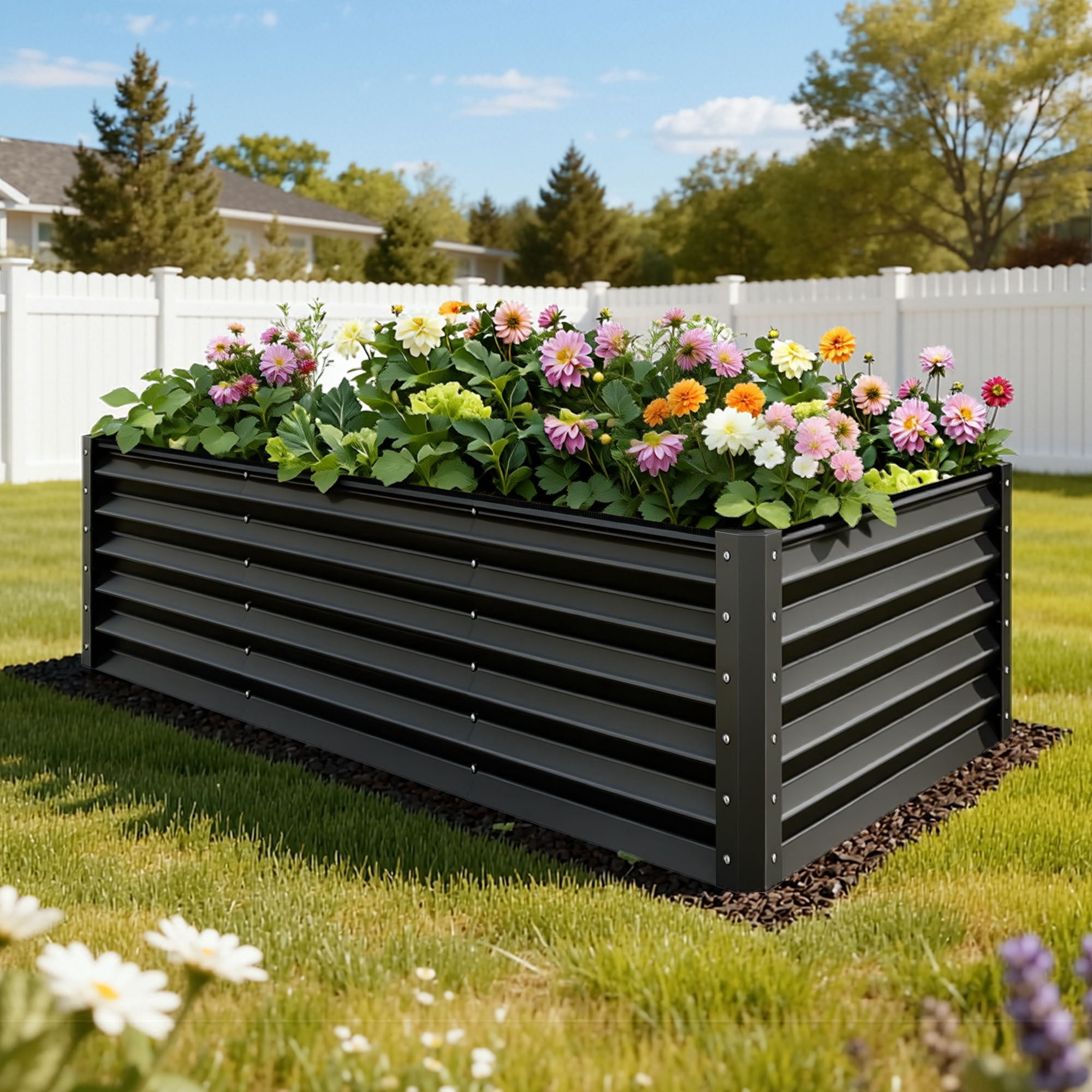 Uforic 8x4x3ft 1 Pack Galvanized Metal Raised Garden Bed Kit with ...