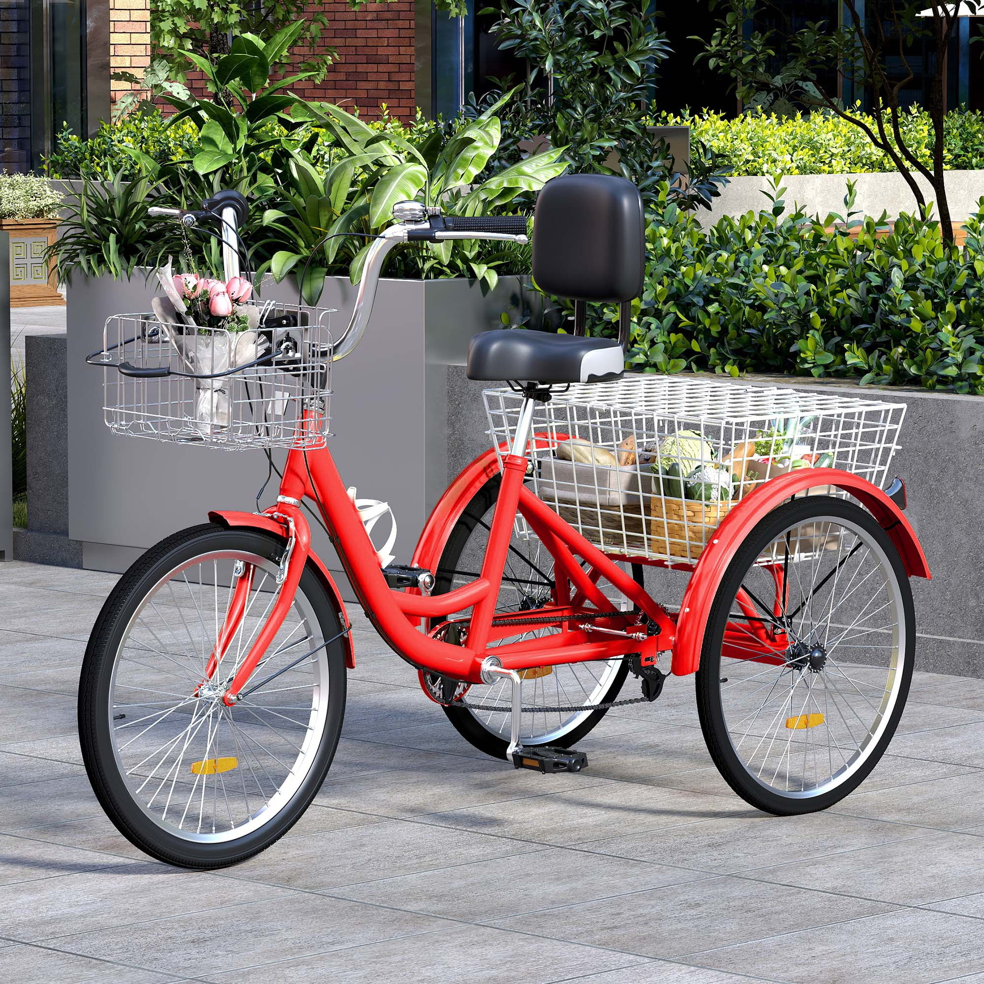Uforic Adult Tricycle, 26 Inch 7 Speed Three Wheel Bike, Cruiser Trike ...