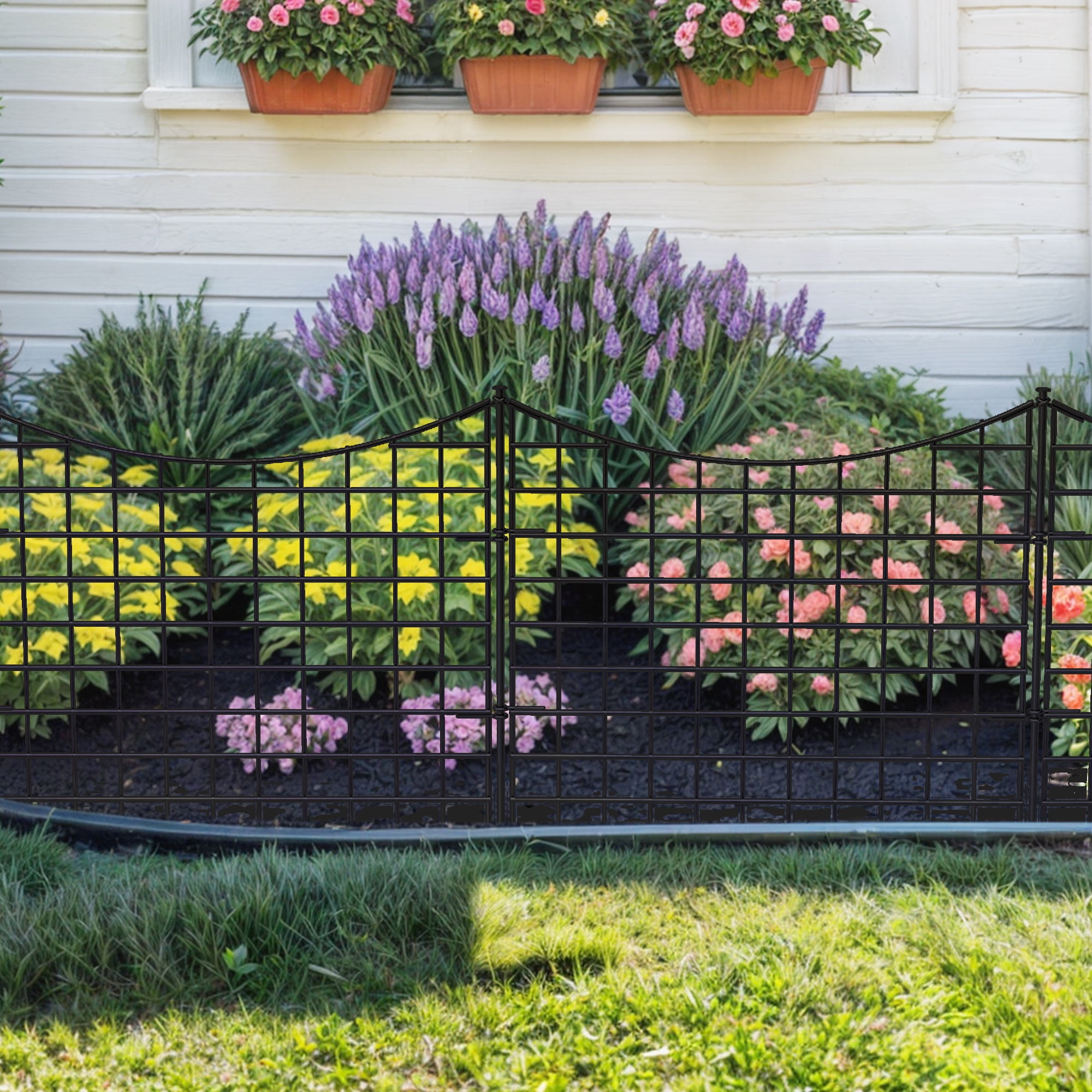 Uforic Decorative Garden Fence,5 Pack Rustproof Metal No Dig Fence ...