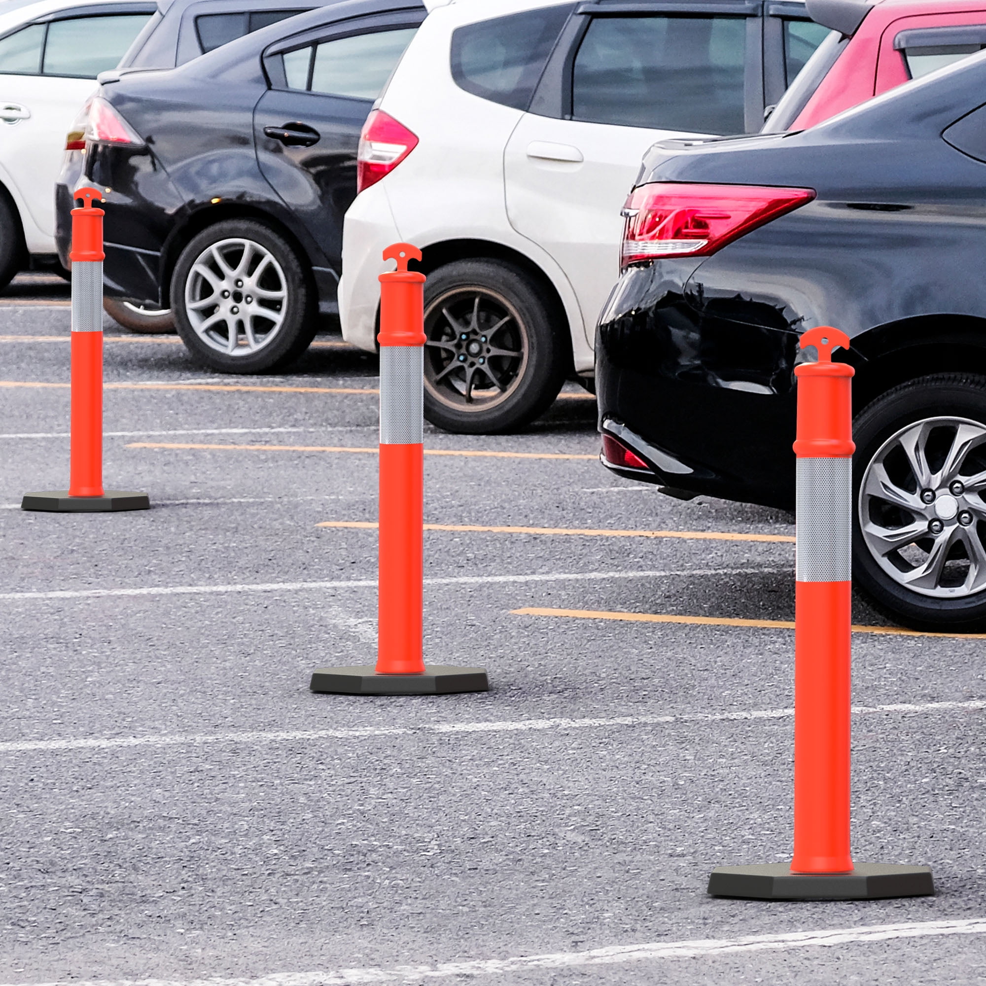 Uforic Delineator Post Set with Base, 3-Piece Durable Traffic Safety ...
