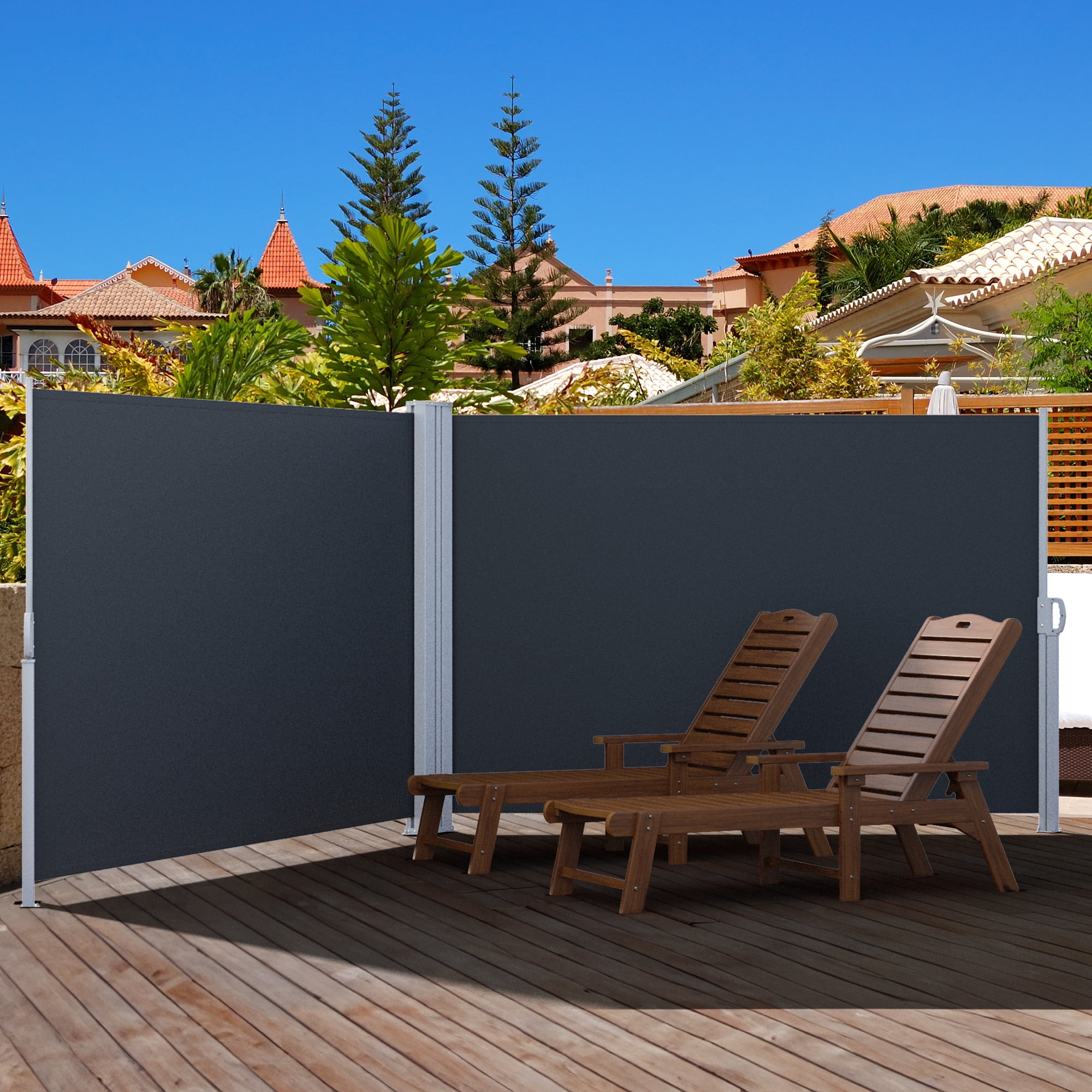 Uforic Double Side Awning, Retractable Privacy Screen, Weatherproof, UV ...