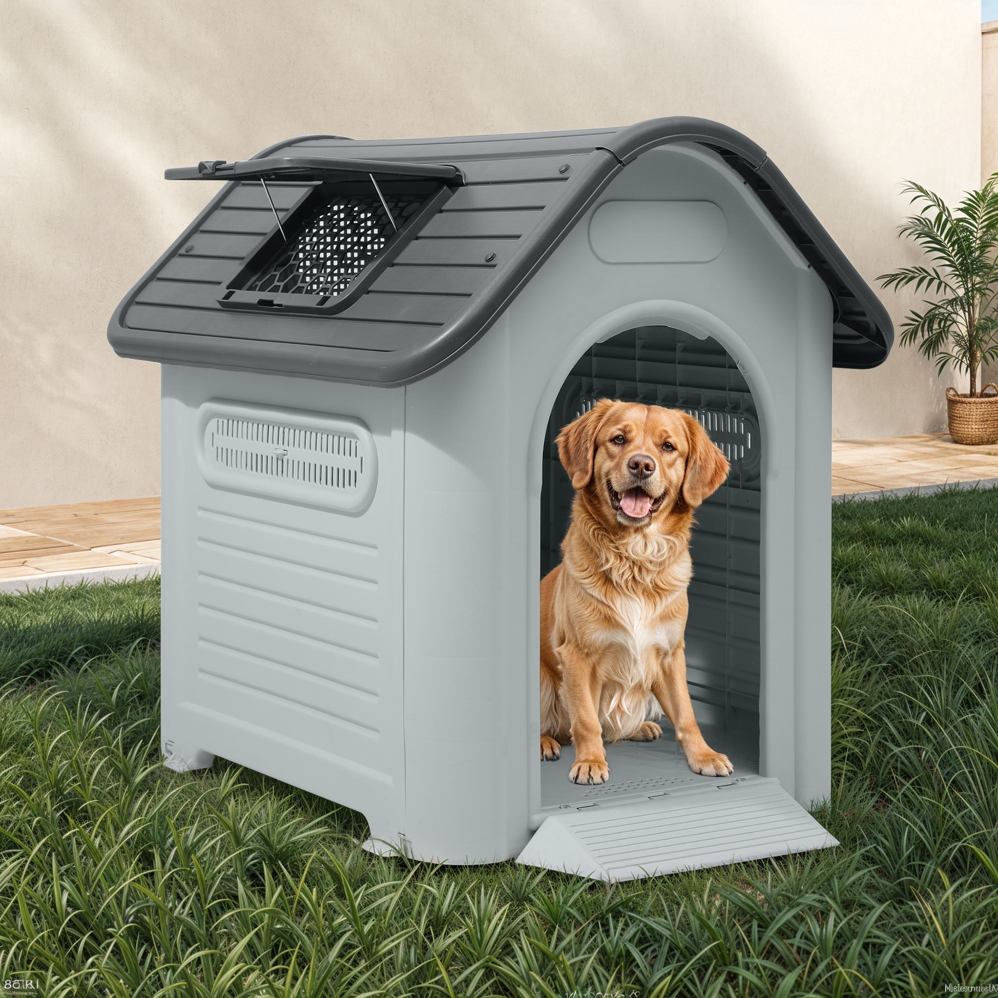 Uforic Extra-Large Waterproof Plastic Dog House with Adjustable ...