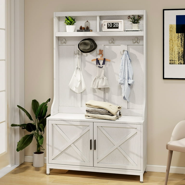 Entryway Coat Rack And Storage Benches