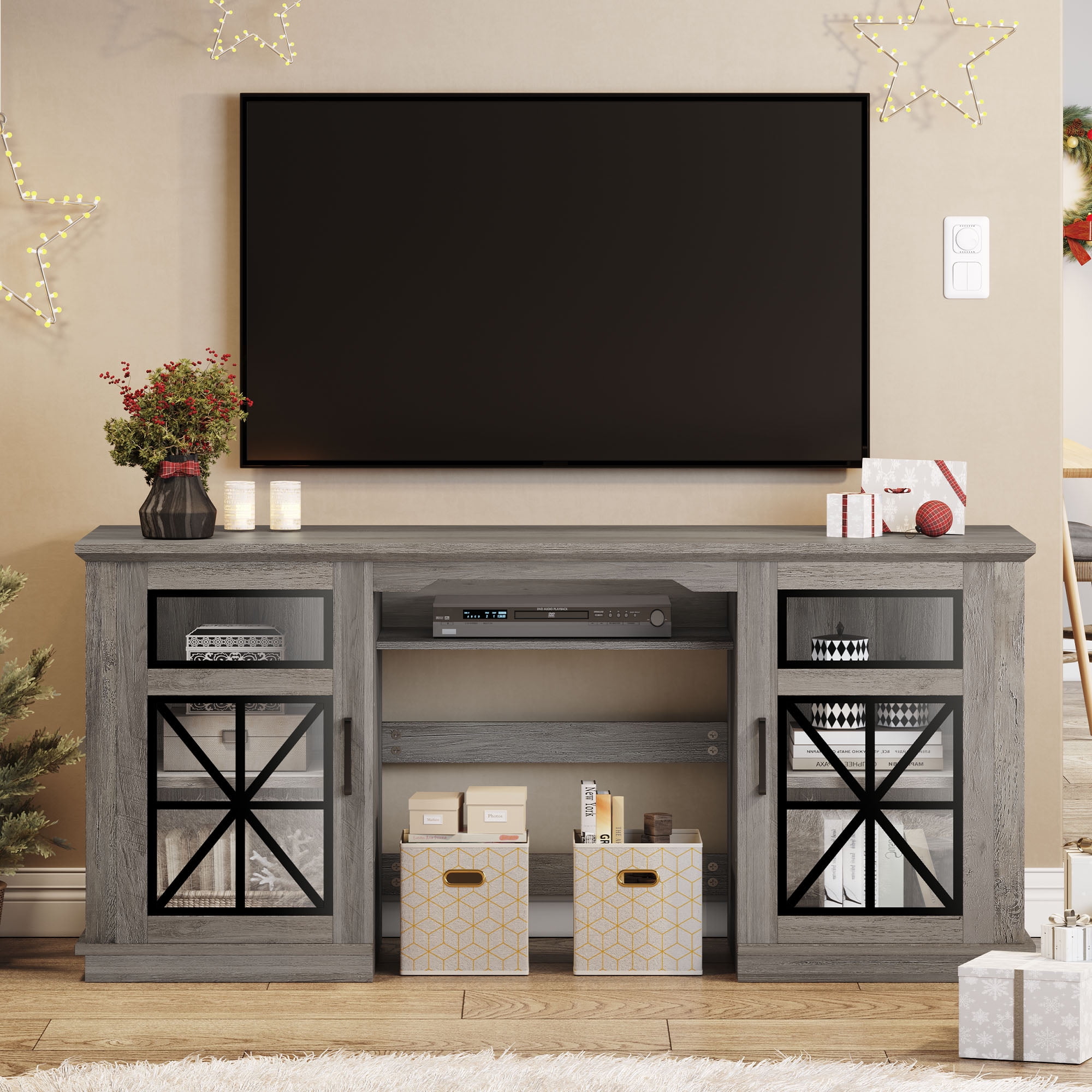 Uforic Farmhouse TV Stand for TVs up to 65'', Highboy Entertainment ...