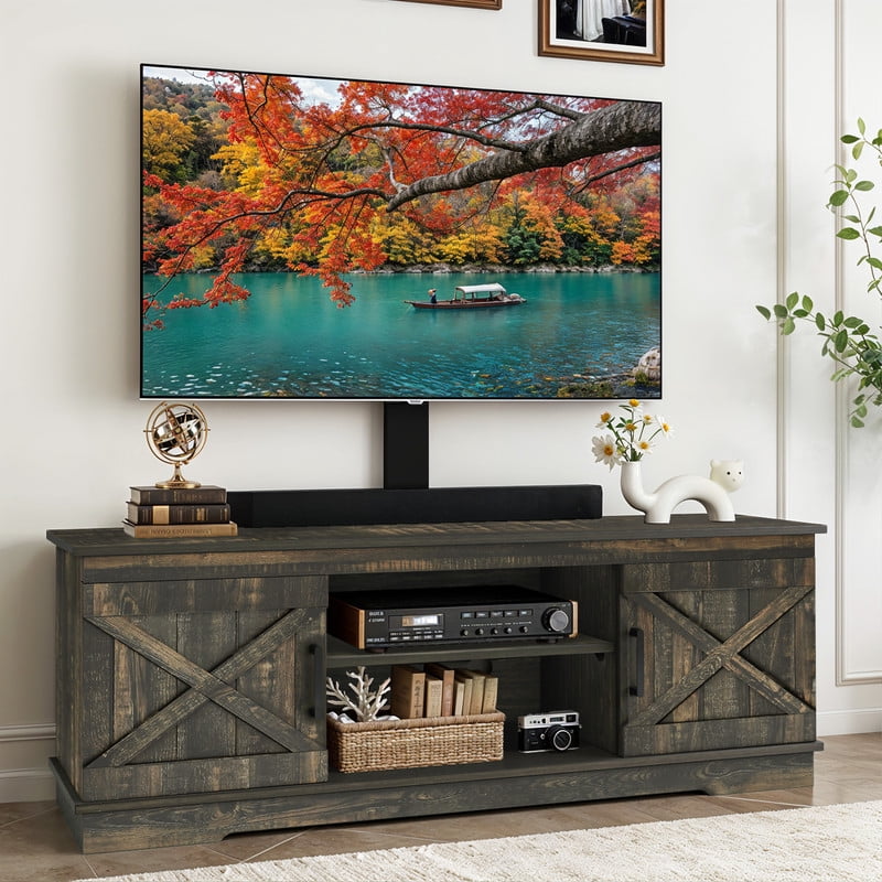 Uforic Farmhouse TV Stand with Mount for 60/65/70 inch TVs ...