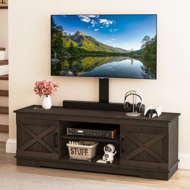 Uforic Farmhouse TV Stand with Mount for 60/65/70 inch TVs ...