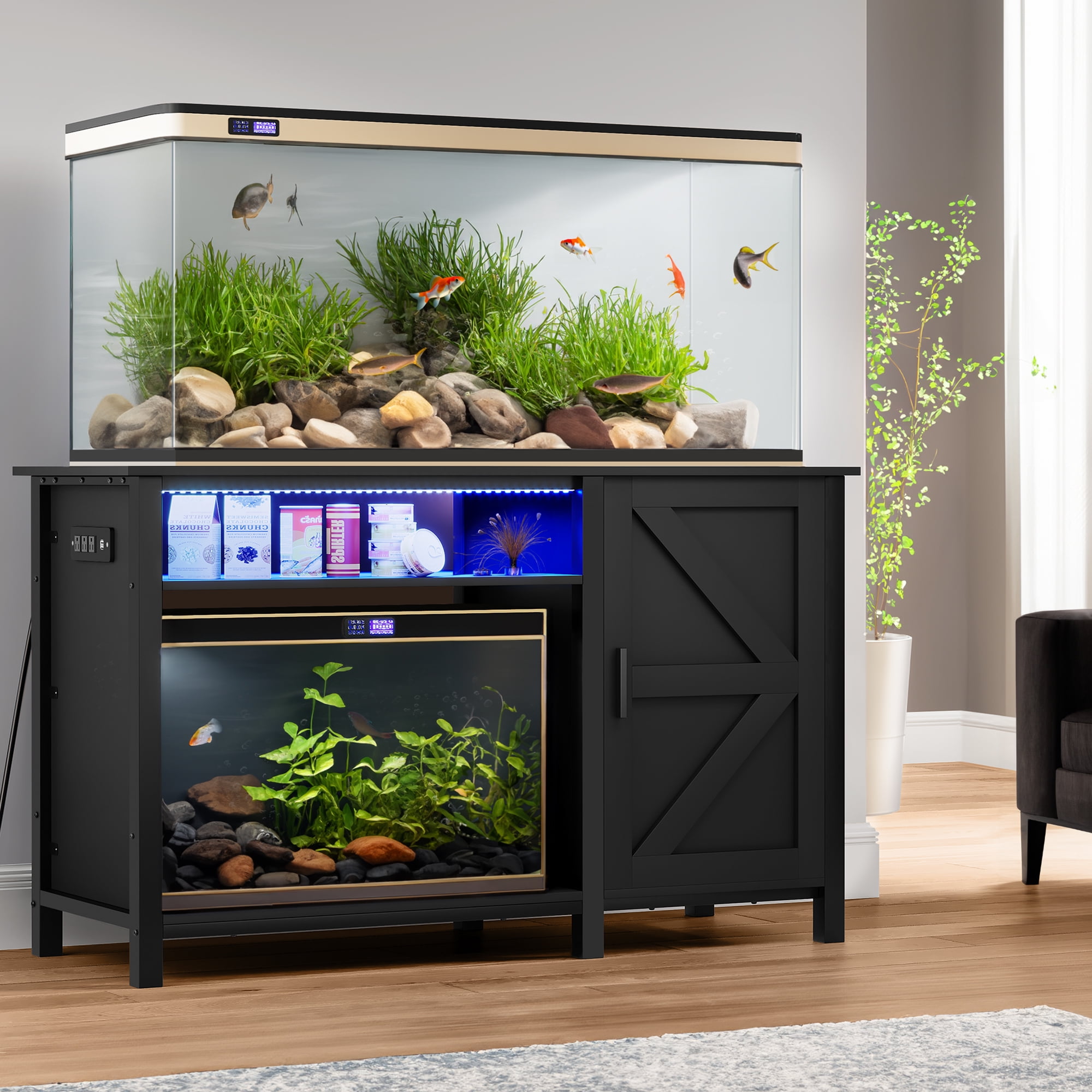 Uforic Fish Tank Stand with Electrical Sockets, Cabinet for 55-75 ...