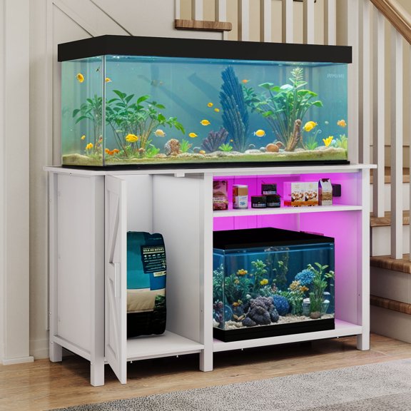 Homieasy Heavy Duty 55-75 Gallon Aquarium Stand with Power Outlets, LED ...