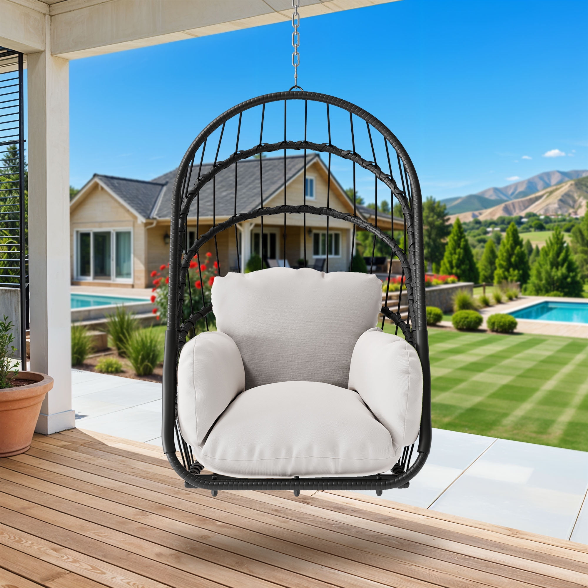 Uforic Hammock Egg Chair with Cushions,Foldable Hanging Basket Egg ...