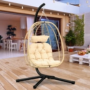 Outdoor Swing Egg Chair, Modern Patio Swing Chair with Stand and ...