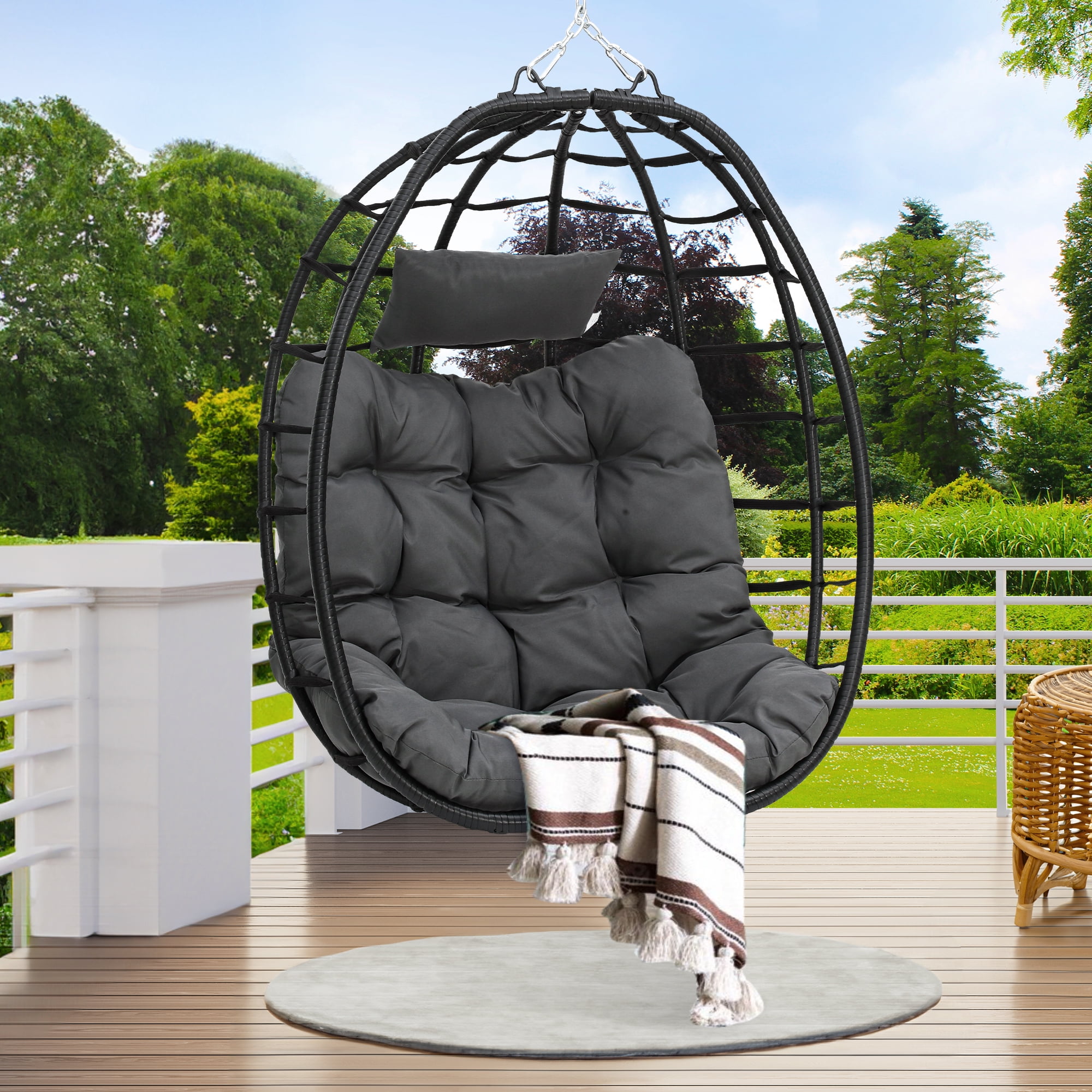 Uforic Hanging Egg Swing Chair, Indoor/Outdoor Hammock with Cushions ...