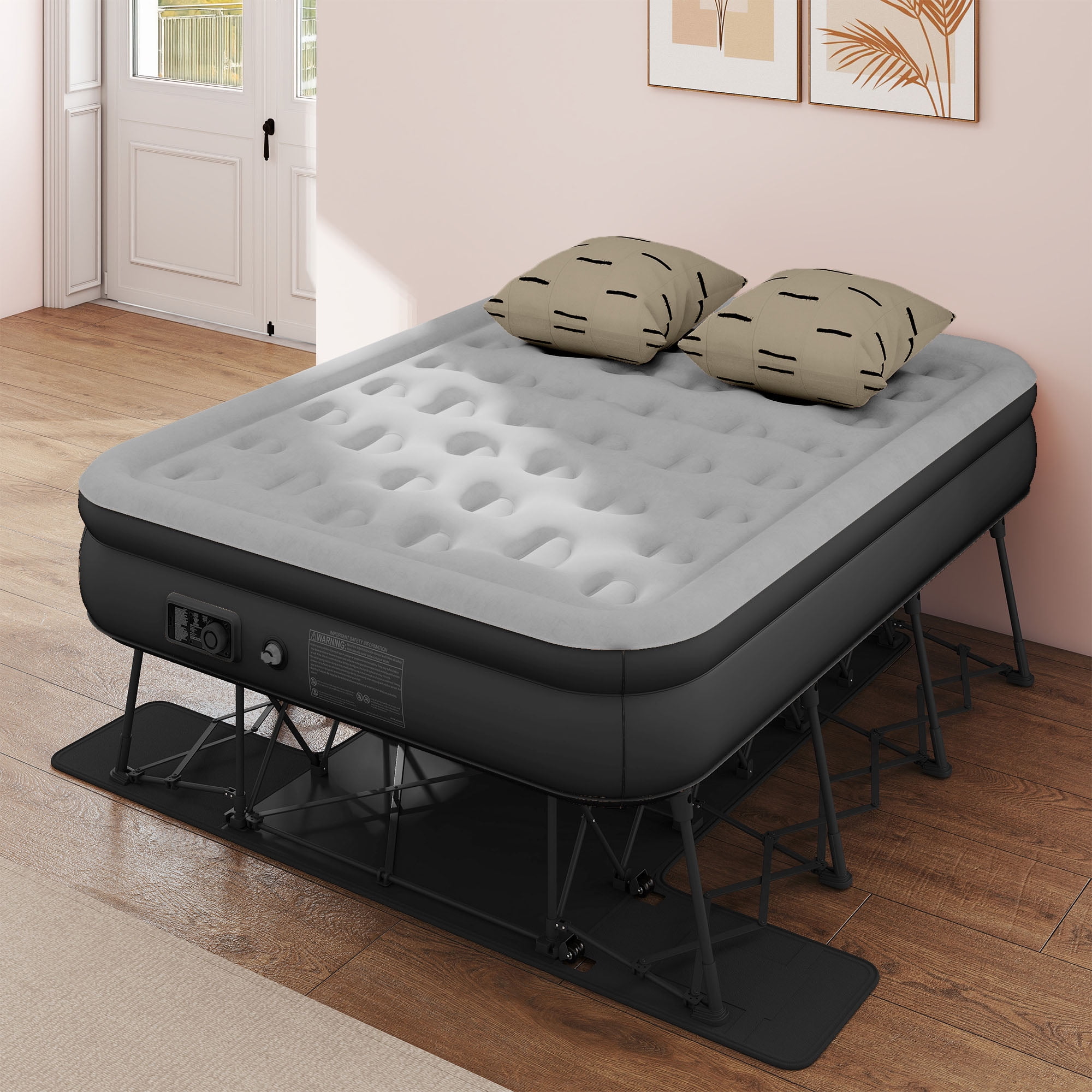 Uforic Inflatable Queen Air Mattress with Built-in Pump, Frame, Velvet ...