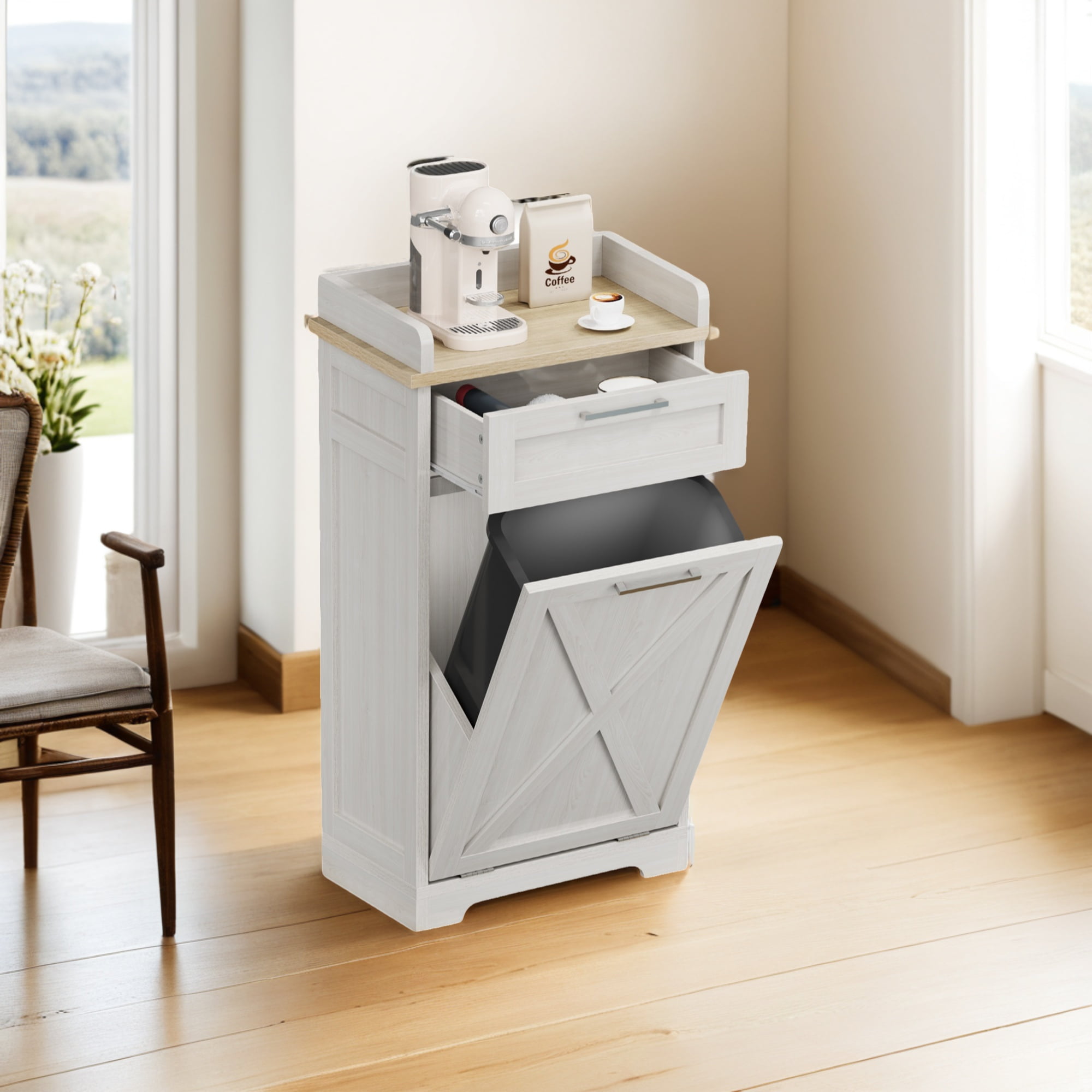 Uforic Kitchen Buffet Storage Cabinet with Drawer, Trash Storage ...