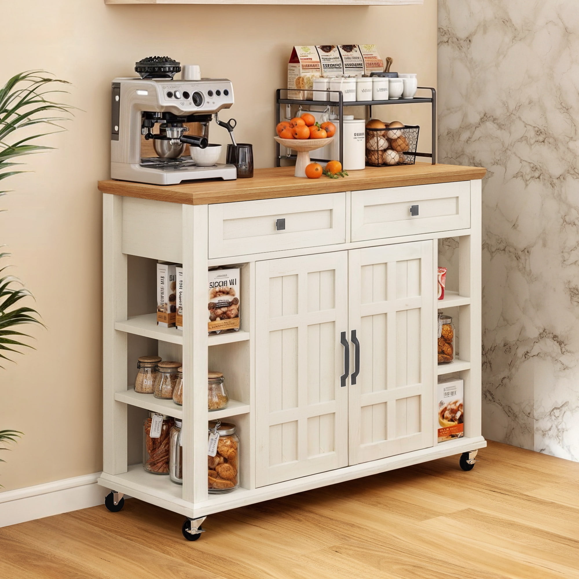 Free Shipping! Uforic Kitchen Storage Cart with Drawers, Shelves ...