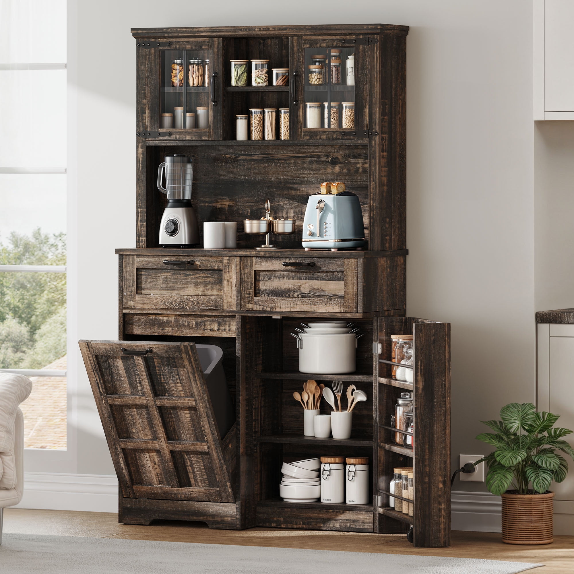 Uforic Kitchen Pantry Cabinet with Doors & Drawers, Storage Cabinet ...