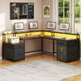 Uforic L Shape Desk with LED Lights & Power Outlet - Walmart.com