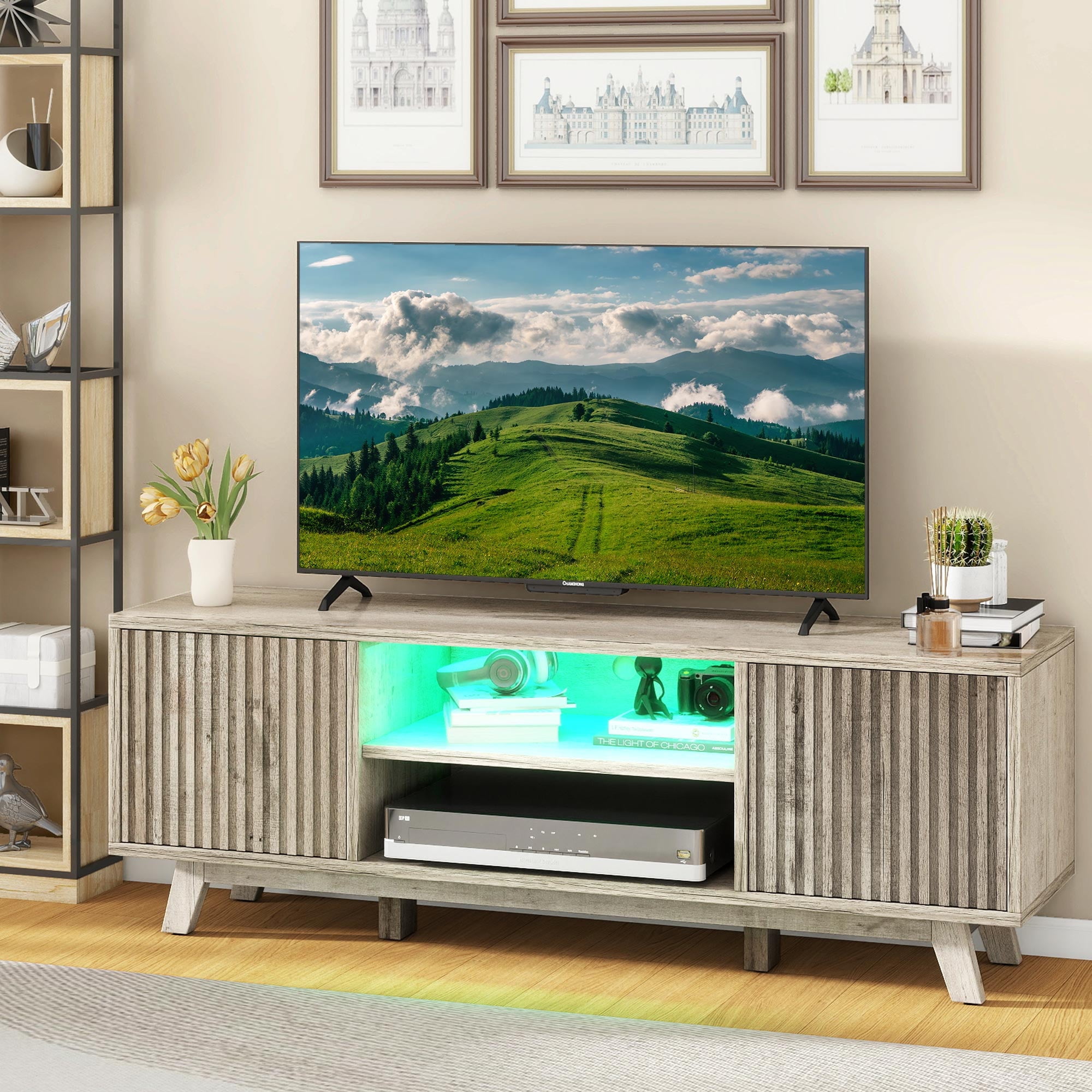 Uforic LED TV Stand for TVs up to 65 inch, TV Entertainment Center ...