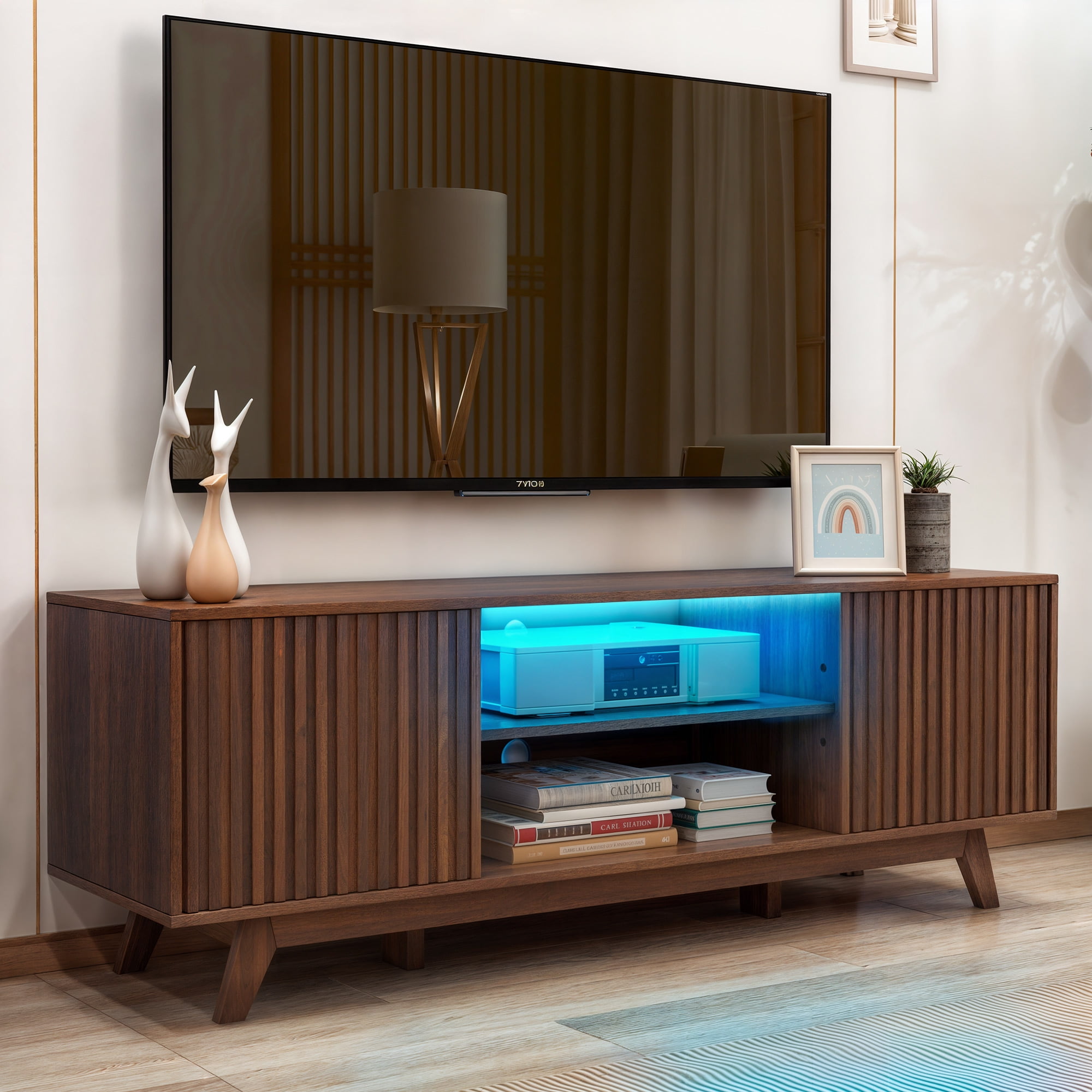 Uforic LED TV Stand for TVs up to 65 inch, TV Entertainment Center ...