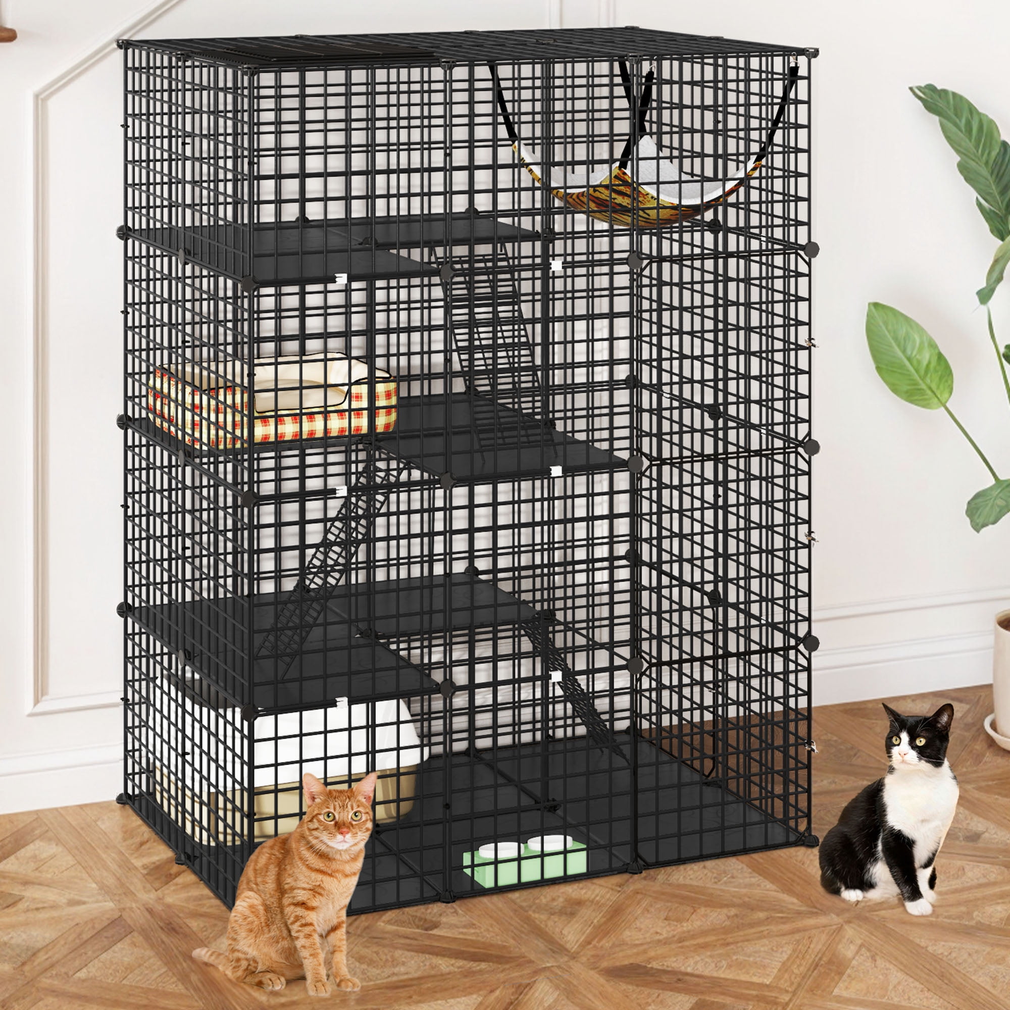 Uforic Large 4-Tier Cat Cage with Extra Large Hammock – Metal Playpen ...
