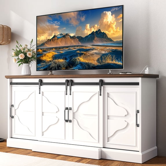 Uforic Large TV Stand with Power Outlets for TVs up to 70 Inch ...