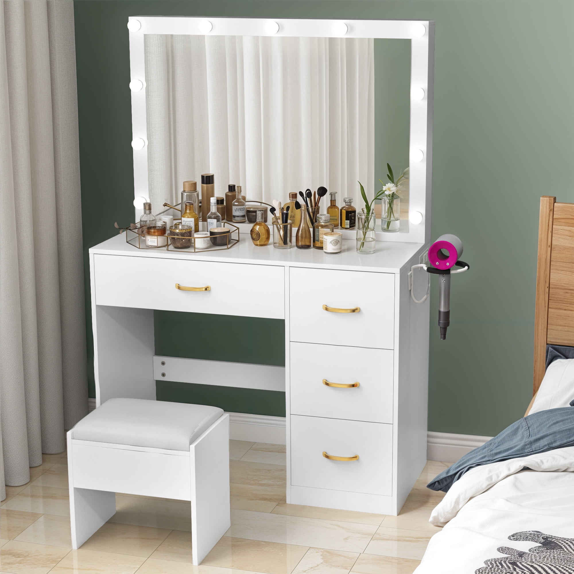 Uforic Makeup Vanity Ensemble,Generously Sized Illuminated Mirror ...