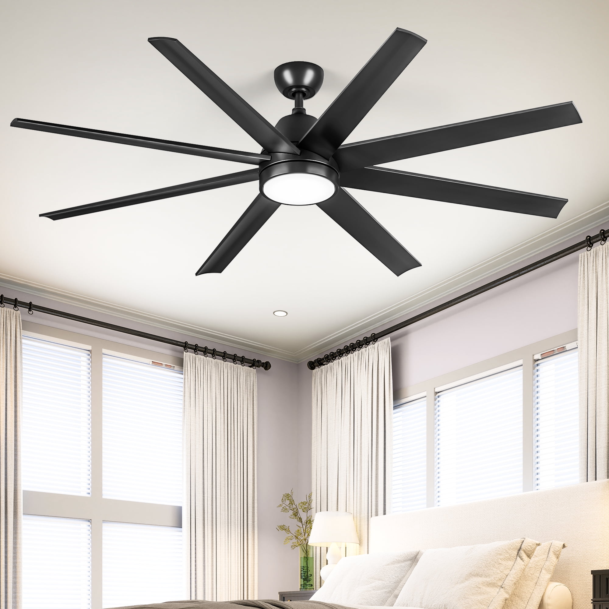 Uforic Modern 65-Inch 8-Blade Ceiling Fan with LED Light and Remote, 6 ...