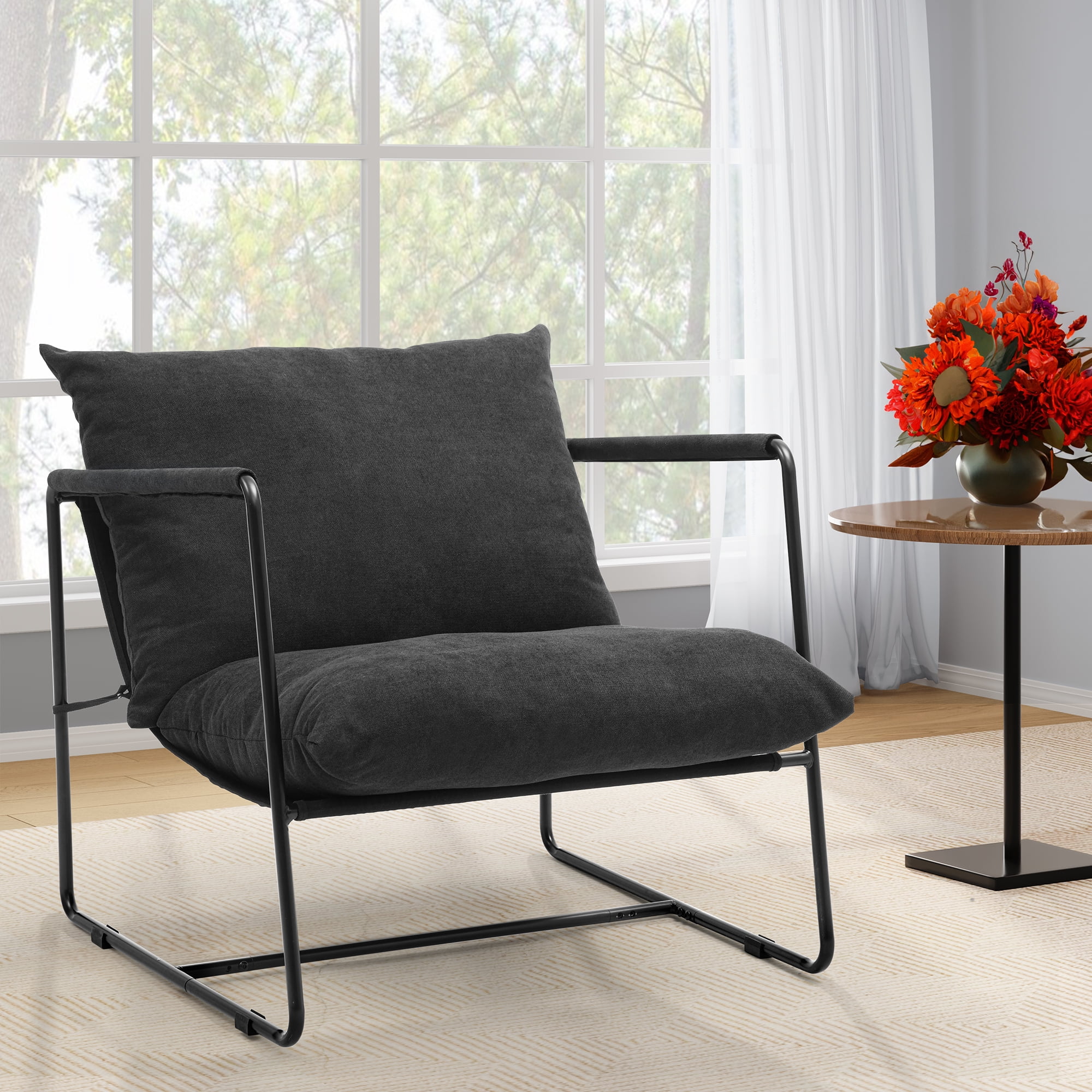 Uforic Minimalist Accent Comfy Style Metal Framed Armchair for Living ...