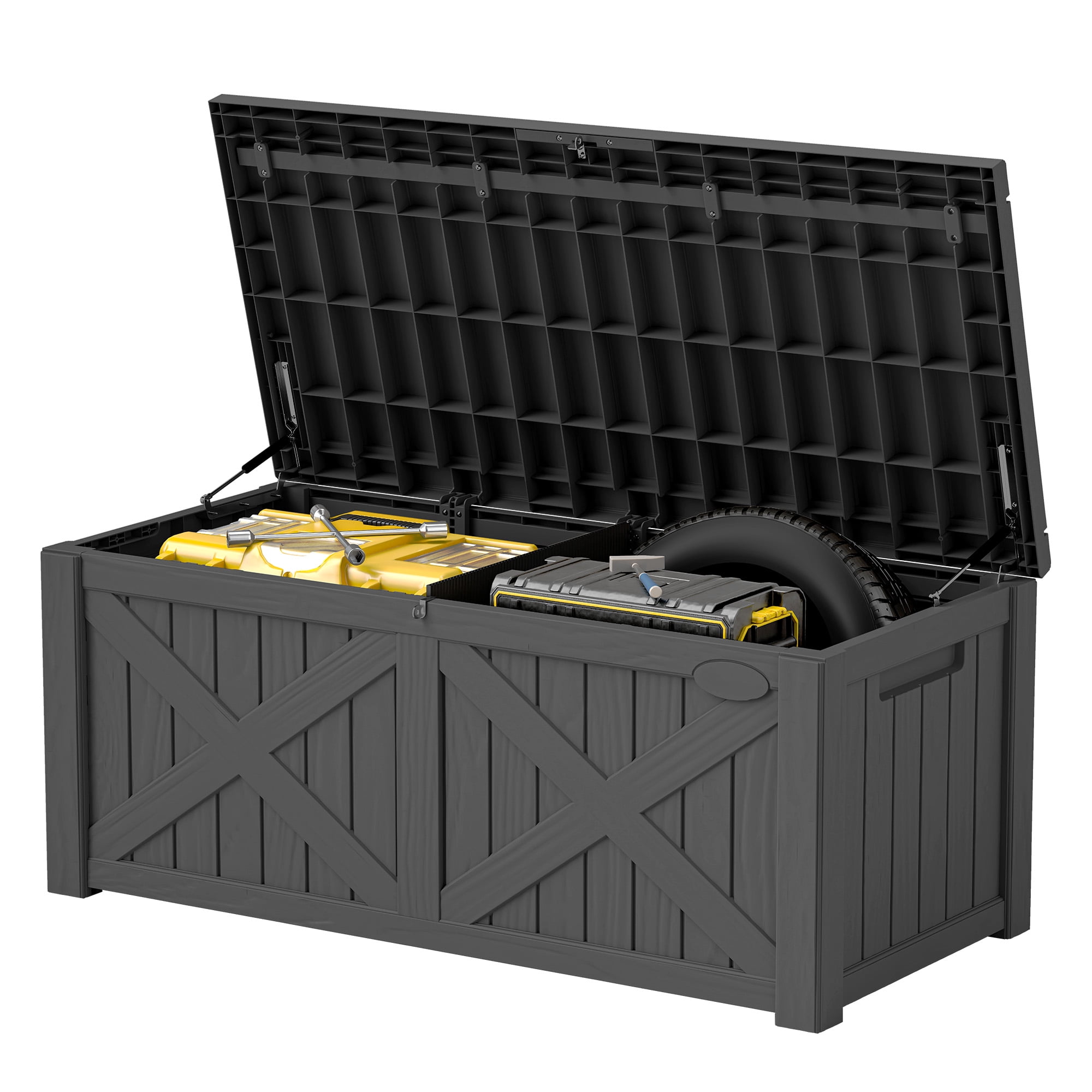 Uforic Outdoor 120 Gallon Large Resin Deck Box, Outdoor Storage Boxes ...