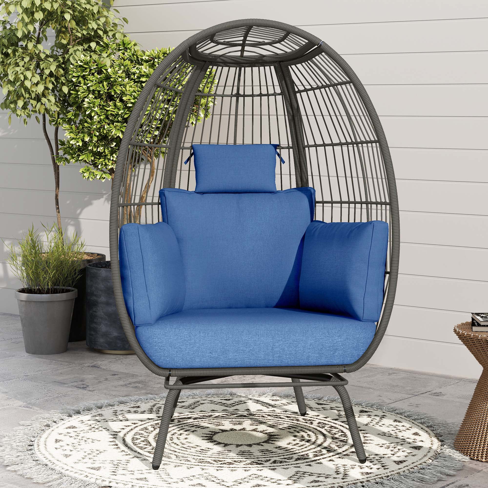 Uforic Outdoor Egg Chair with Cushion,Patio Wicker Basket Chair with ...