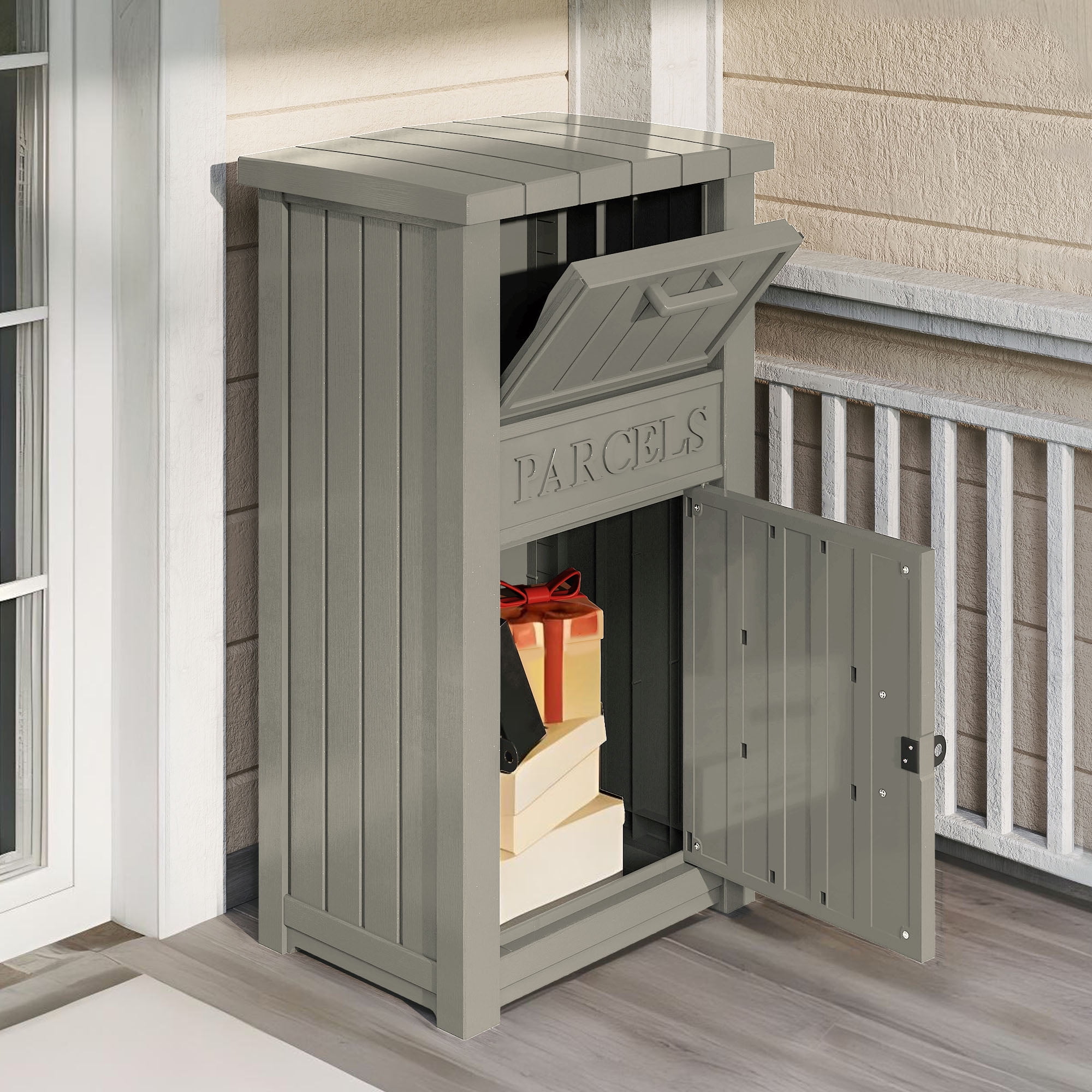Uforic Outdoor Resin Package Delivery Storage Box with Lockable Secure ...